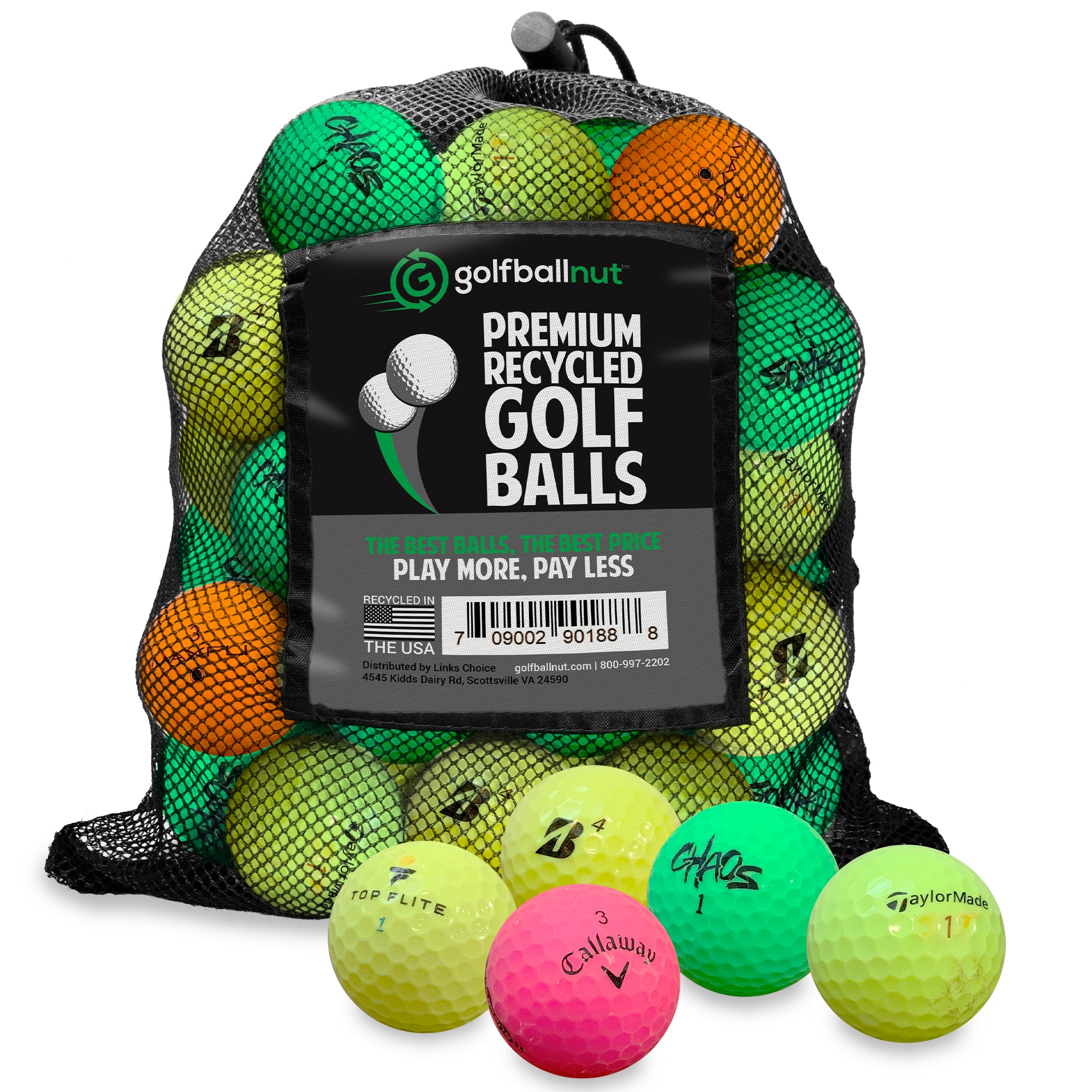 GolfBall Nut - 48 Used Golf Balls – Recycled Bulk Colored Mix for Prac ...